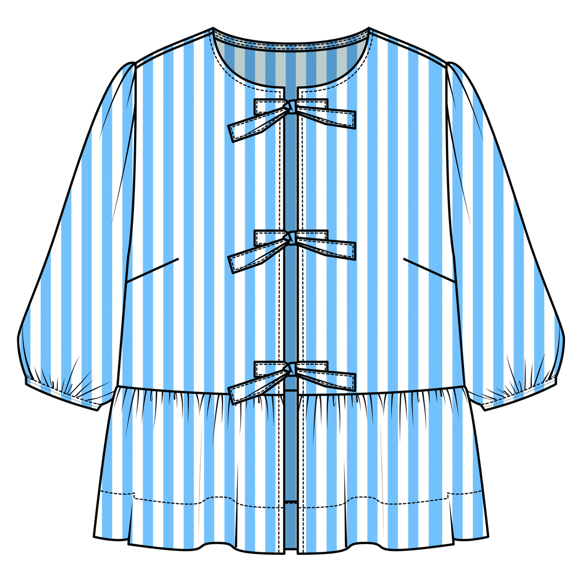 Tally Puff Sleeve Tie Front Top | Sky Blue – Bella Chic